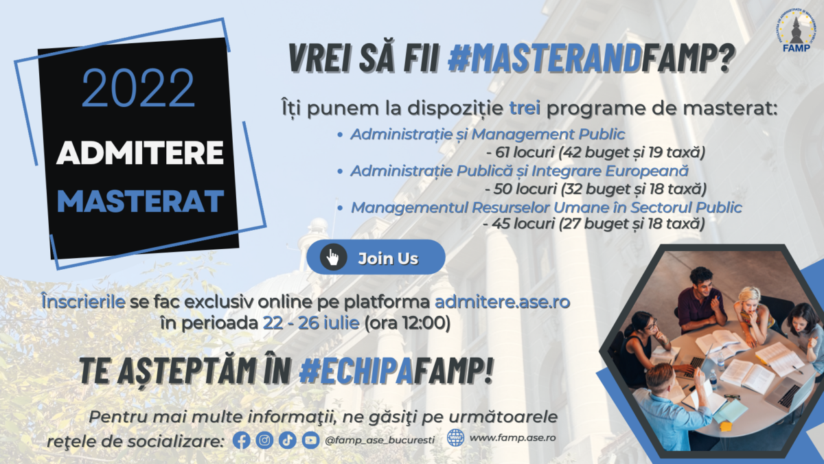 Admitere masterat 2022 – Academia de Studii Economice din Bucuresti